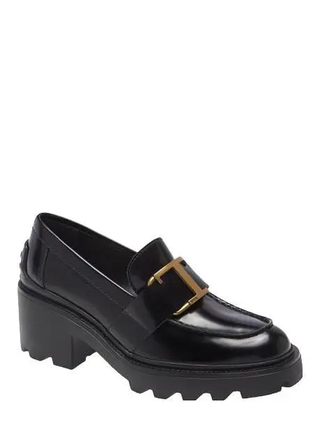 TOD'S Buckle Moc Toe Loafer - Black