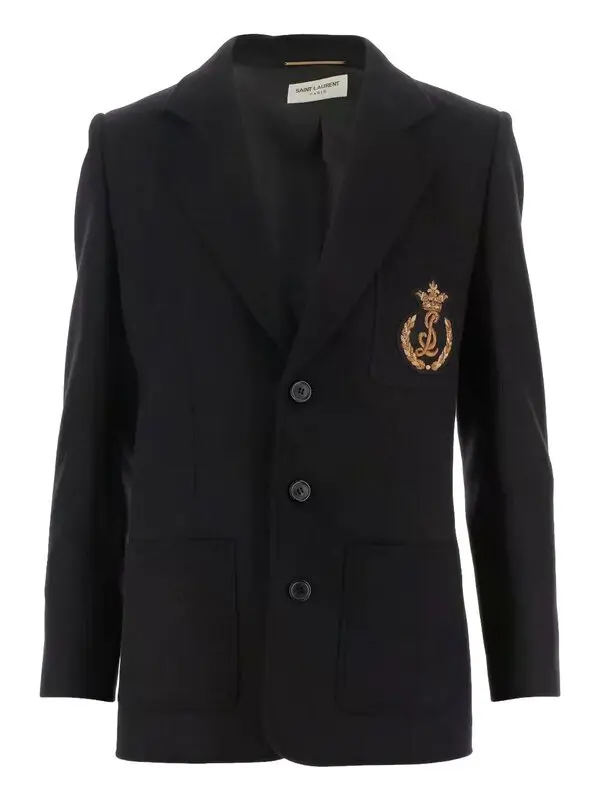 Saint Laurent Logo-embroidered Blazer - Black