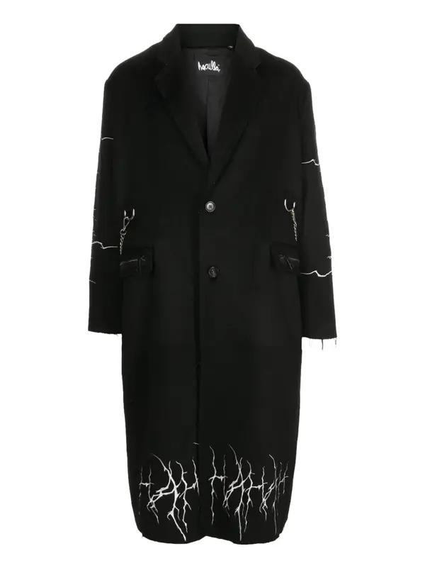 HACULLA. Embroidered Mid-length Coat - Black