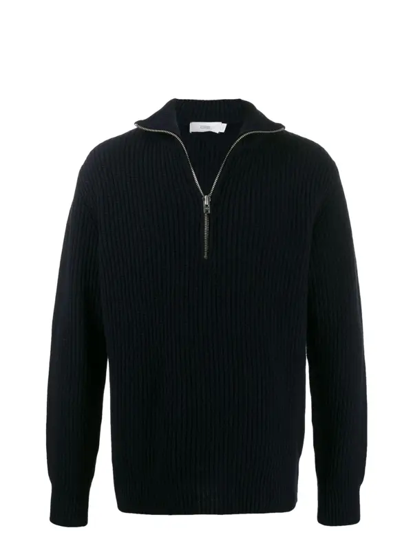 Closed Ribbed Wool Half-zip Sweater - Blue