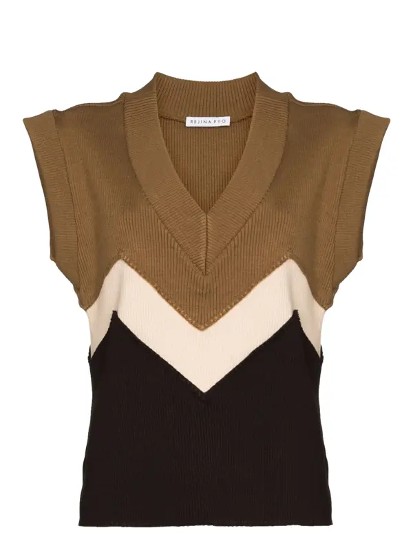 REJINA PYO Kenna V-neck Vest - Brown