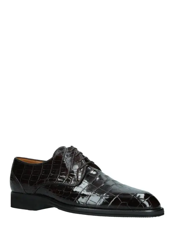 BROTINI Crocodile Leather Derby Shoes - Brown