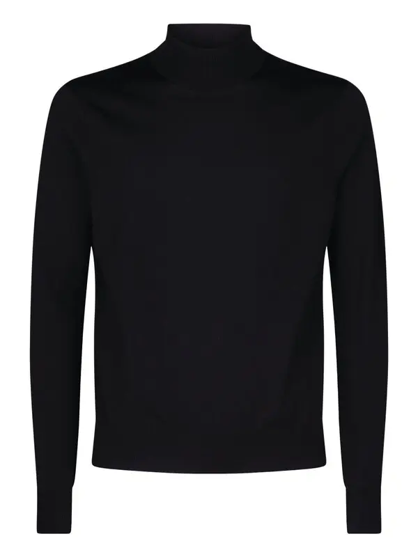 Sandro Mock Neck Wool Sweater - Black
