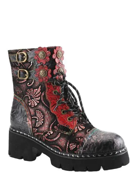 SPRING STEP SHOES Limitless Cap Toe Bootie - Red Multi