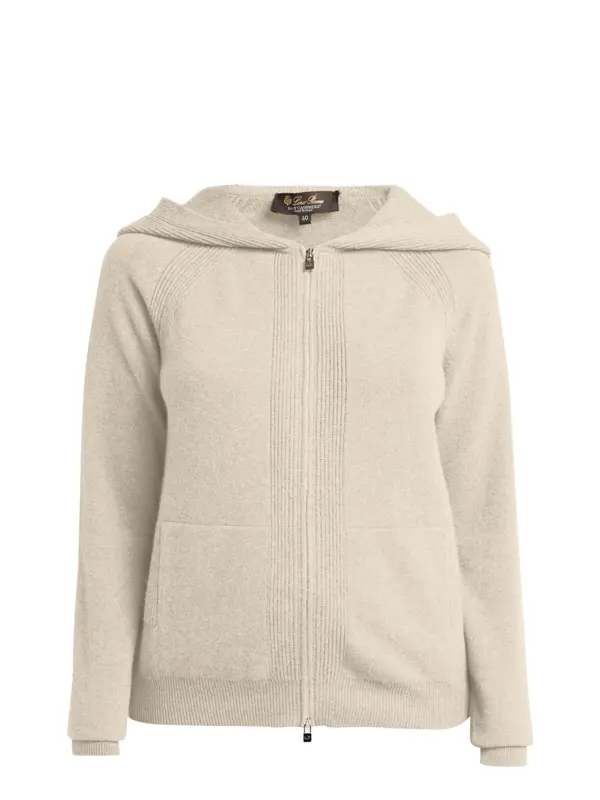Loro Piana Merano Cashmere Zip-front Hoodie - Natural Melange
