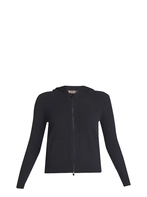 Loro Piana Merano Cashmere Zip-front Hoodie - Navy
