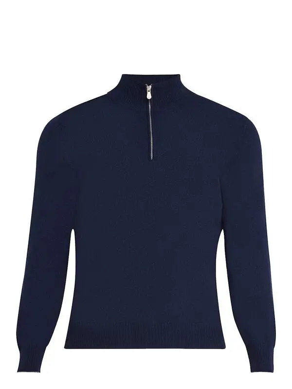Brunello Cucinelli Cashmere Quarter-zip Pullover - Navy