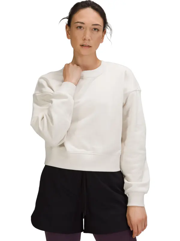 Lululemon Softstreme Oversized Cropped Crew - White Opal