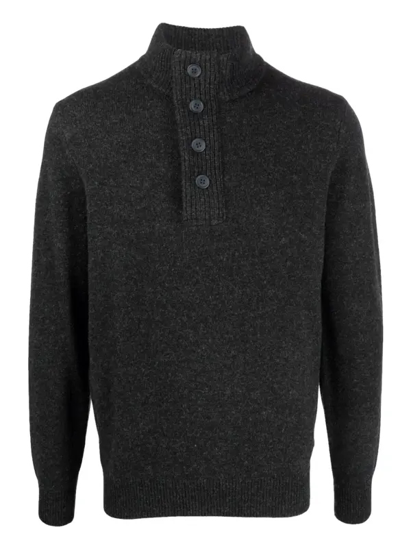 Barbour Button-down Pullover Wool Jumper - Grey