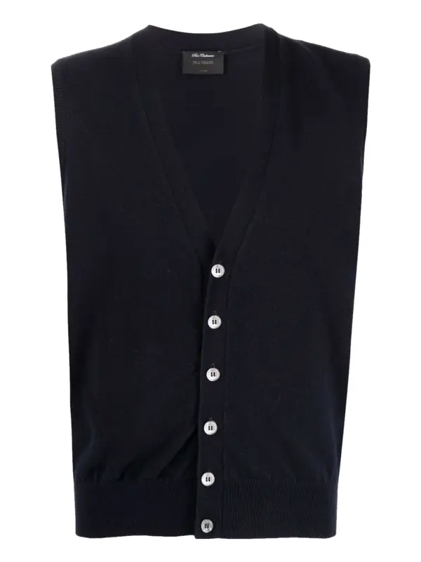 DELL'OGLIO V-neck Cashmere Vest - Blue