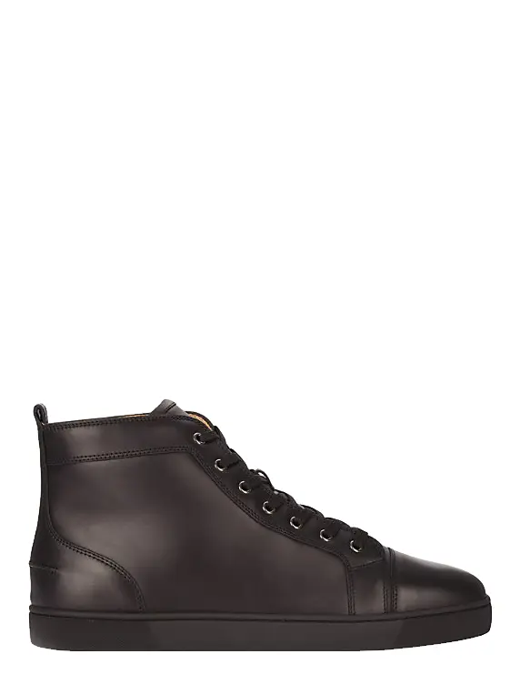 CHRISTIAN LOUBOUTIN Louis Leather High-top Trainers - Black/blac