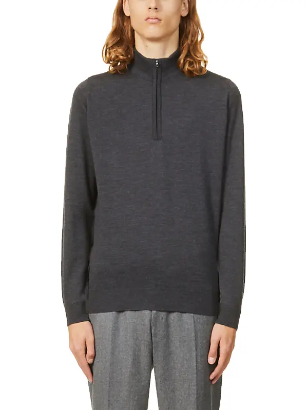 John Smedley Tapton High-neck Wool Jumper - Charcoal