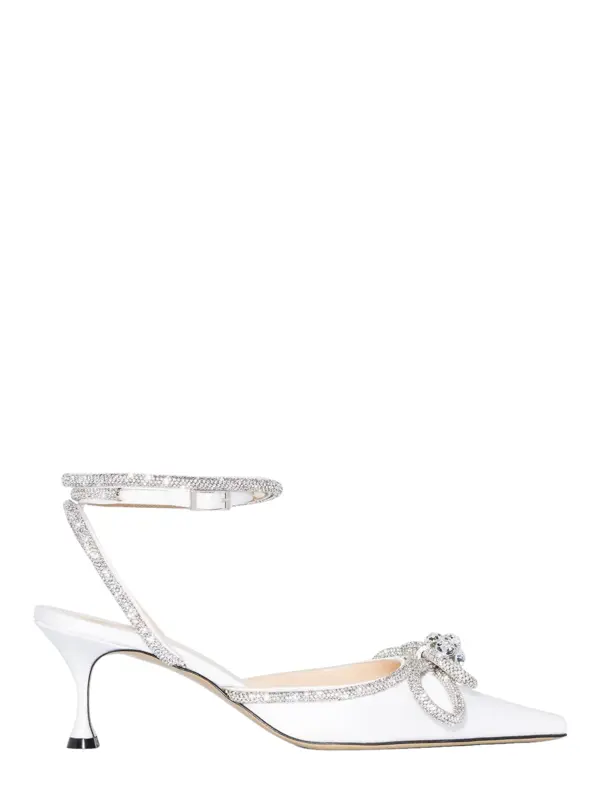 Mach & Mach Double Bow 65mm Leather Pumps - White