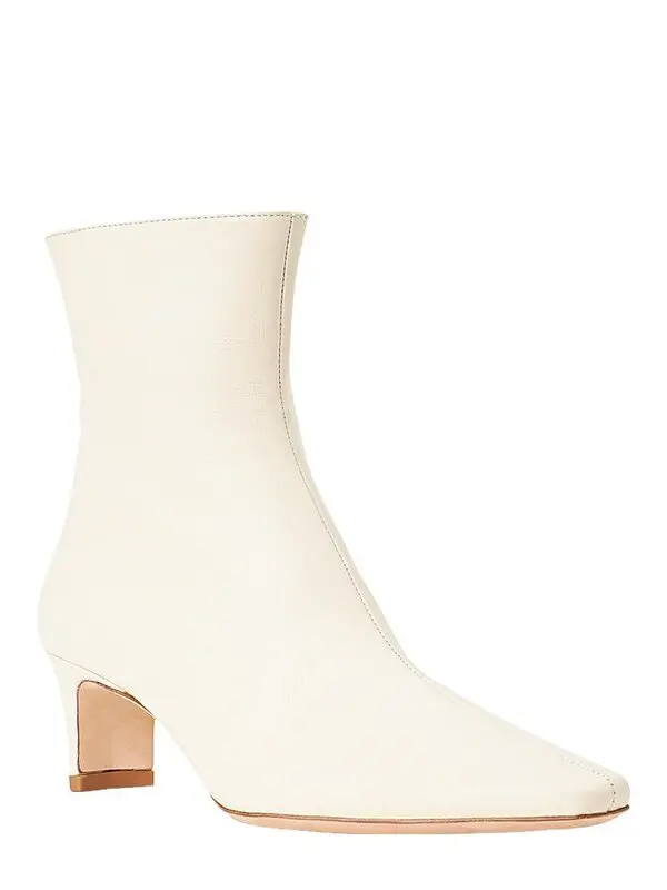 Staud Wally Leather Ankle Booties - Cream Leather