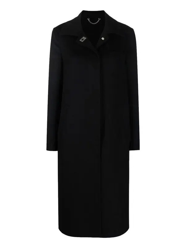 FERRAGAMO Logo Plaque Single-breasted Coat - Black