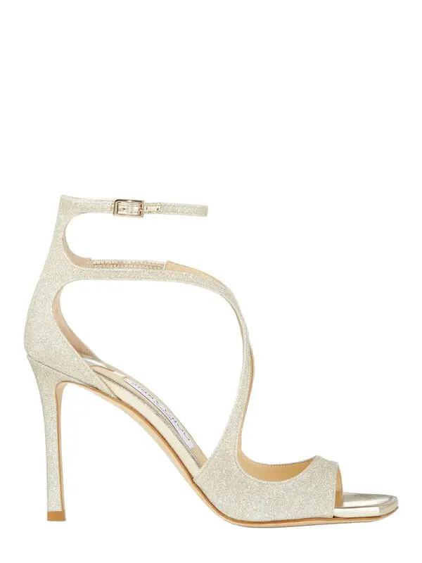 JIMMY CHOO Azia 95 Glitter Sandals - Platinum Ice