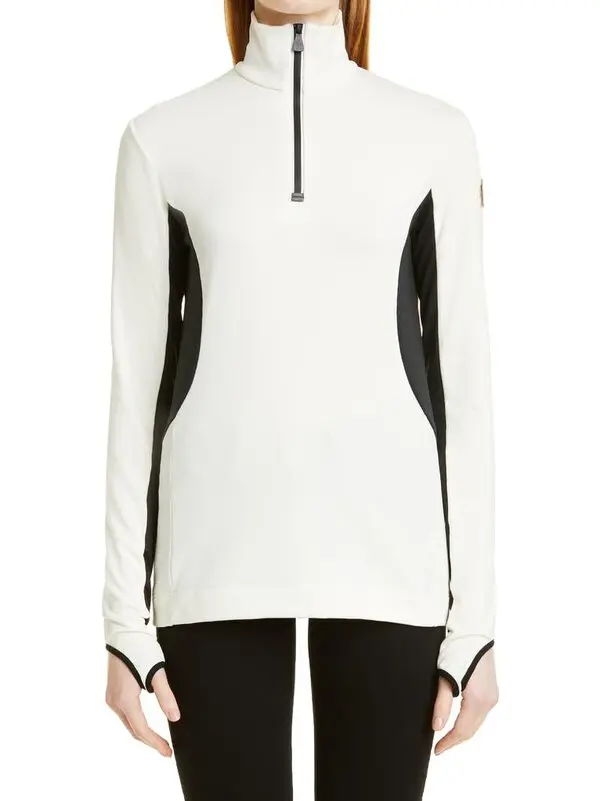 Moncler Polartec® Power Grid™ Base Layer Half Zip Pullover - Cream