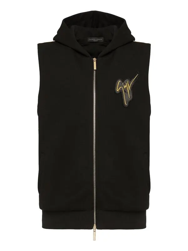 GIUSEPPE ZANOTTI Sleeveless Zip-front Hoodie - Black