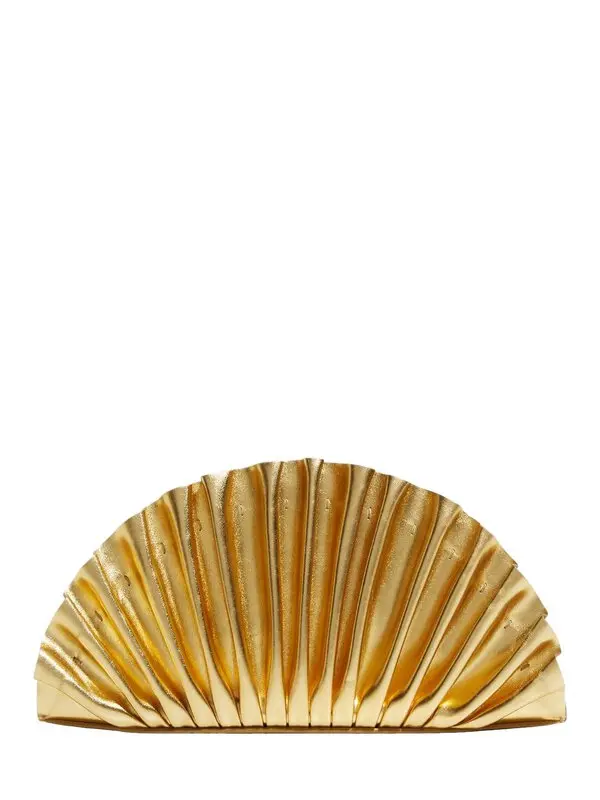 Cult Gaia Nala Mini Pleated Metallic Leather Clutch - Gold