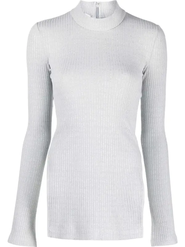 Helmut Lang Ribbed Knit Long-sleeve Top - Grey