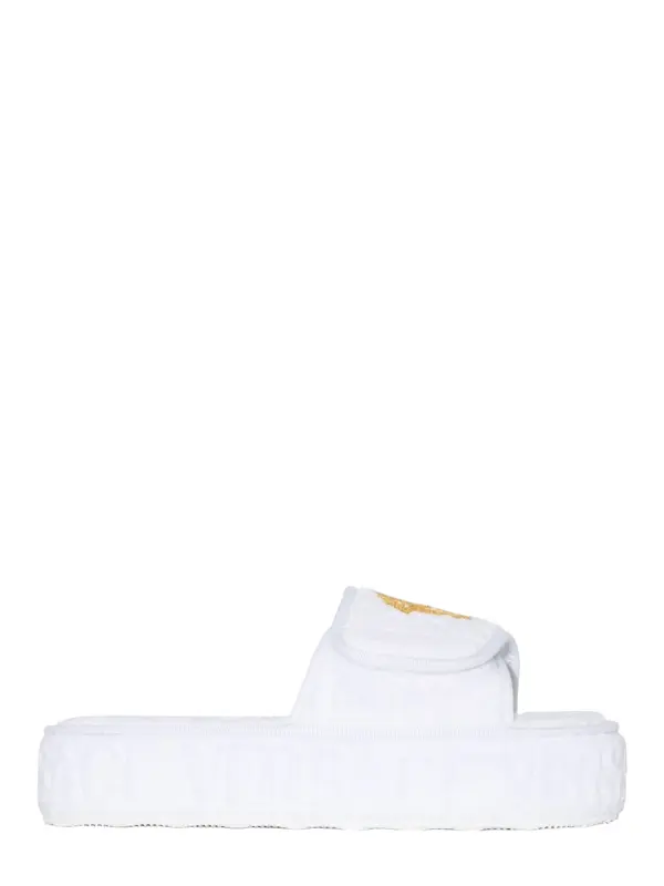 Versace Medusa Head Platform Slippers - White