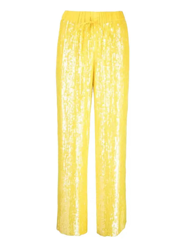 P.a.r.o.s.h Sequined Wide-leg Trousers - Yellow