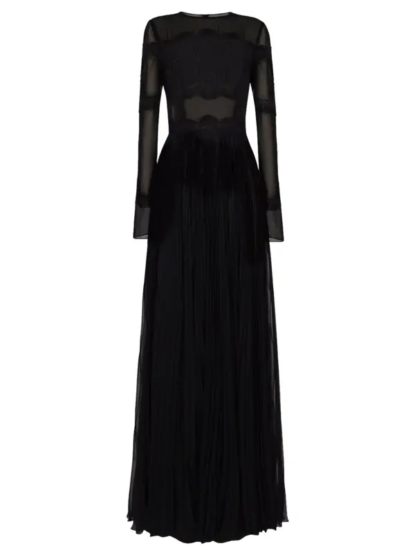 Dolce & Gabbana Lace-up Chiffon Maxi Dress - Black