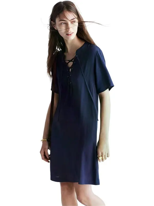 Madewell Novella Lace-up Dress - Ink