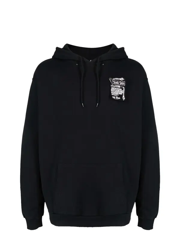 RAF SIMONS X FRED PERRY Patch-detail Long-sleeved Hoodie - Black
