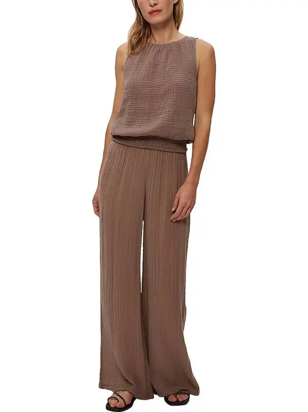 Michael Stars Smocked Wide-leg Pants - Cobblestone