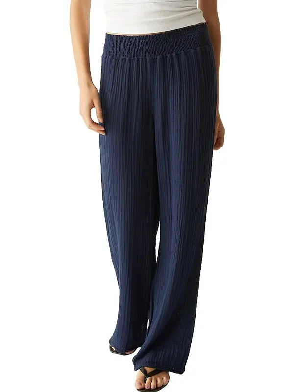 Michael Stars Smocked Wide-leg Pants - Nocturnal