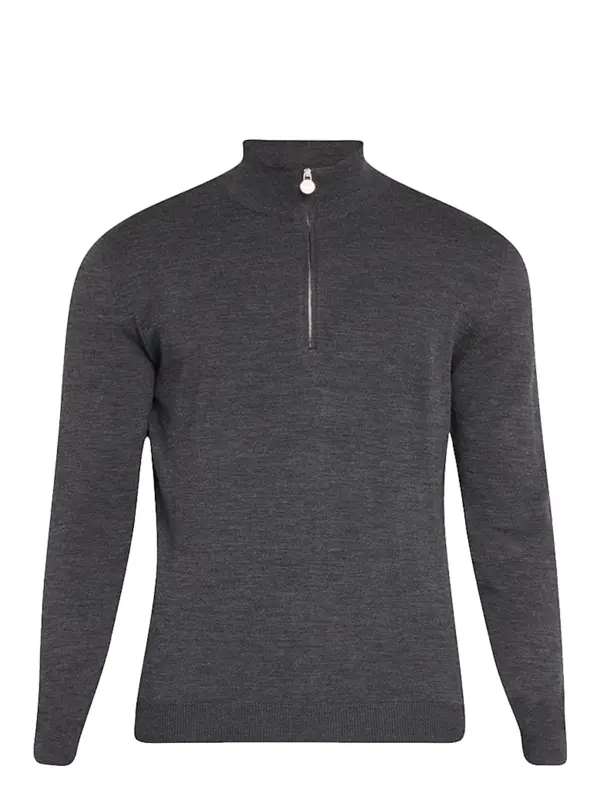 Kiton Wool Half-zip Sweater - Gry