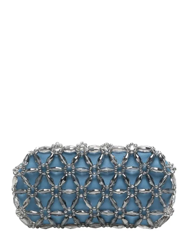 0711 TBILISI Faceted Bead-embellished Clutch - Blue