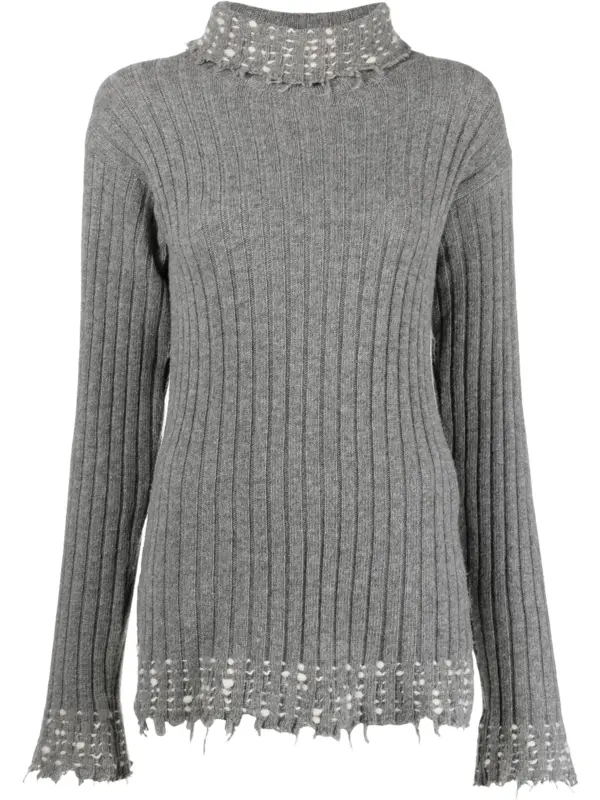 Marni Raw-cut Edge Knitted Jumper - Grey