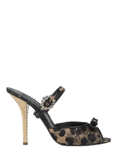 Dolce & Gabbana Sandals In Lambskin, Viscose, And Polyester - Black