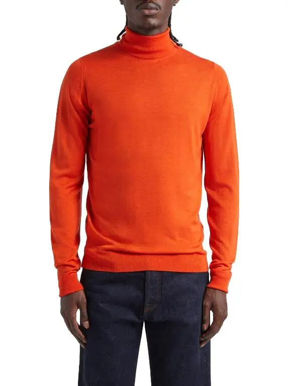 John Smedley Richard Turtleneck Merino Wool Sweater - Hardwick Orange