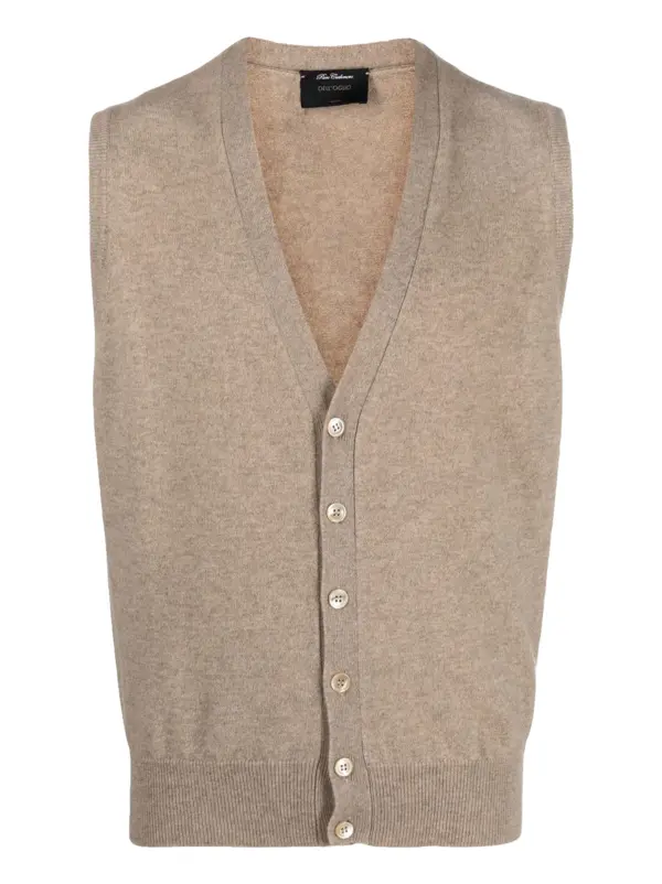 DELL'OGLIO V-neck Cashmere Vest - Neutrals