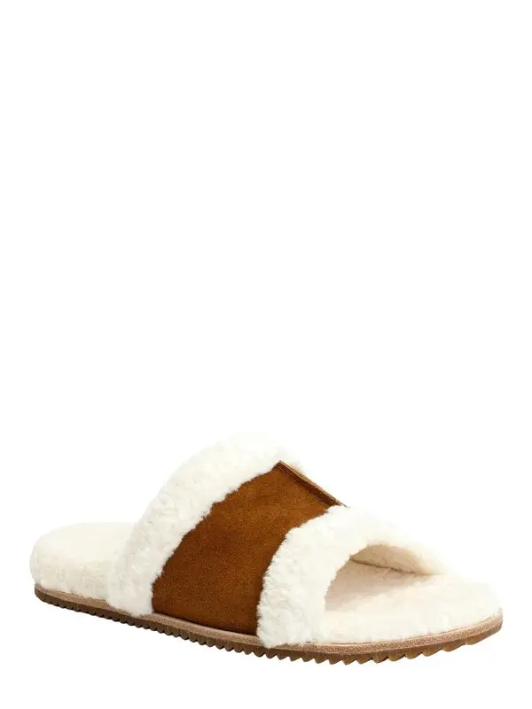 REVITALIGN Clara Faux Fur Lined Slide Slipper - Saddle