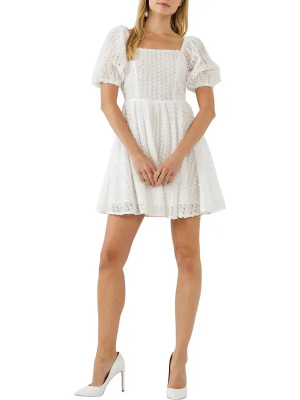 Endless Rose Floral Cutout Mini Dress - White