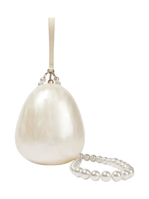 Simone Rocha Egg Leather-trimmed Clutch - White