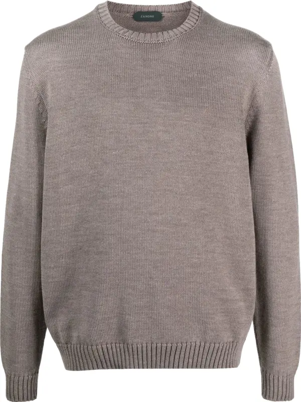 ZANONE Knitted Crew-neck Jumper - Grey