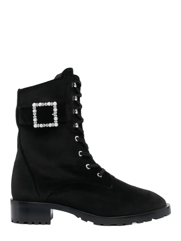 STUART WEITZMAN 40mm Buckle-fastening Lace-up Boots - Black