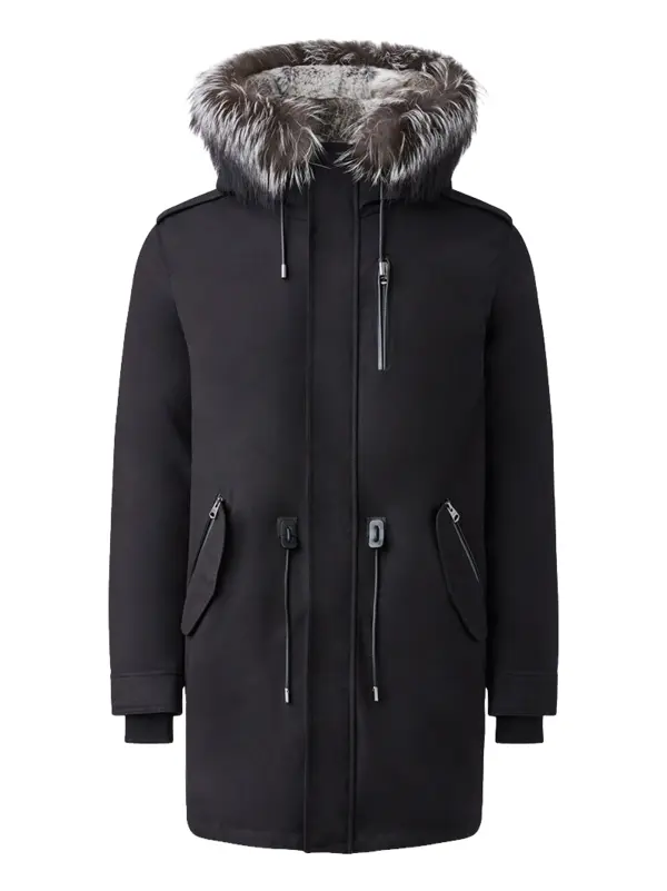 Mackage Moritz Twill Parka With Fur Lining And Trim - Black