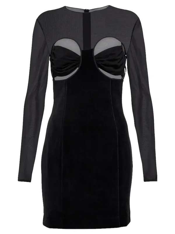 NENSI DOJAKA Cutout Velvet Minidress - Black