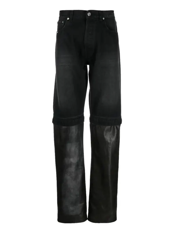 VTMNTS Bleach-panel Straight-leg Jeans - Black