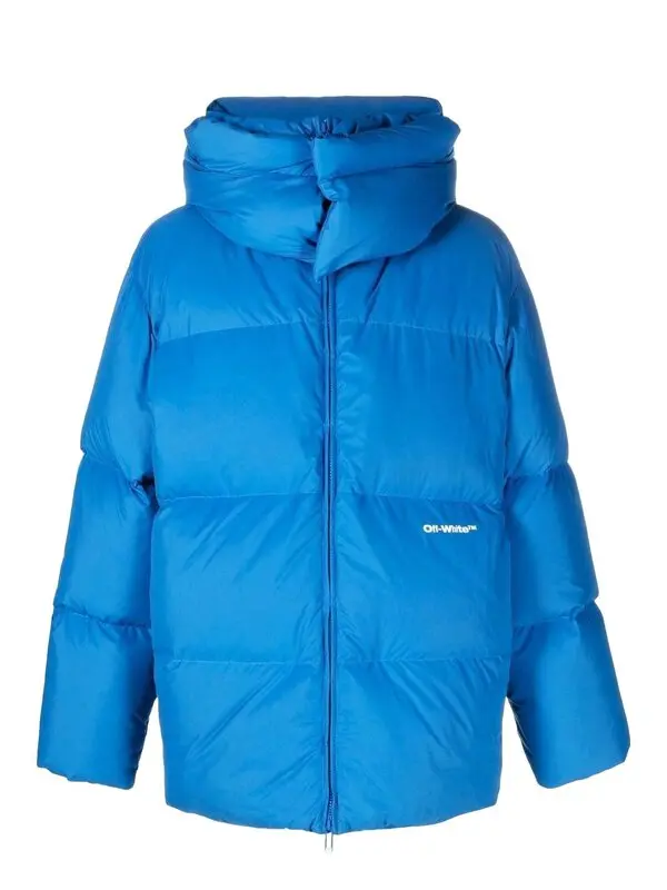 Off-White Logo-print Padded Jacket - Blue
