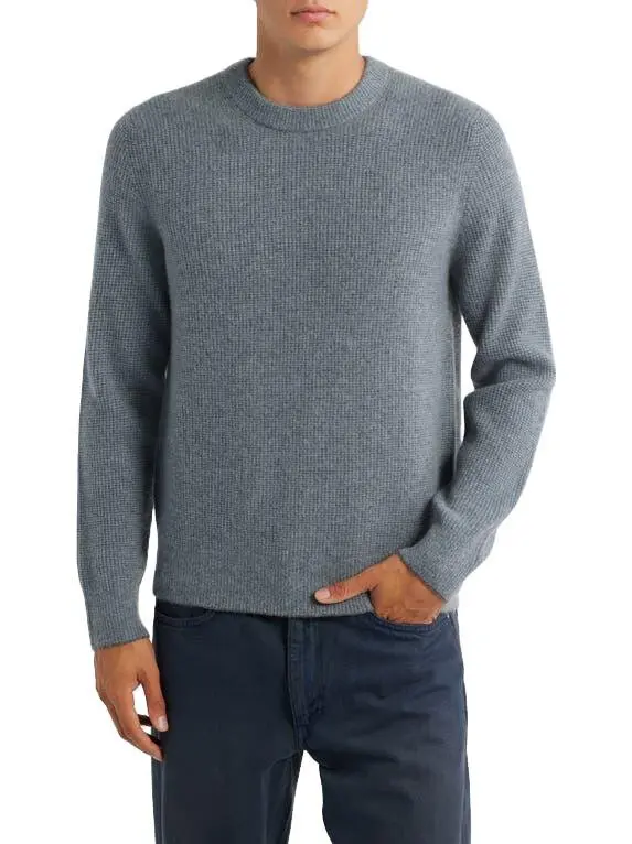 Vince Boiled Cashmere Crewneck Sweater - Med H Grey/parlor Blue