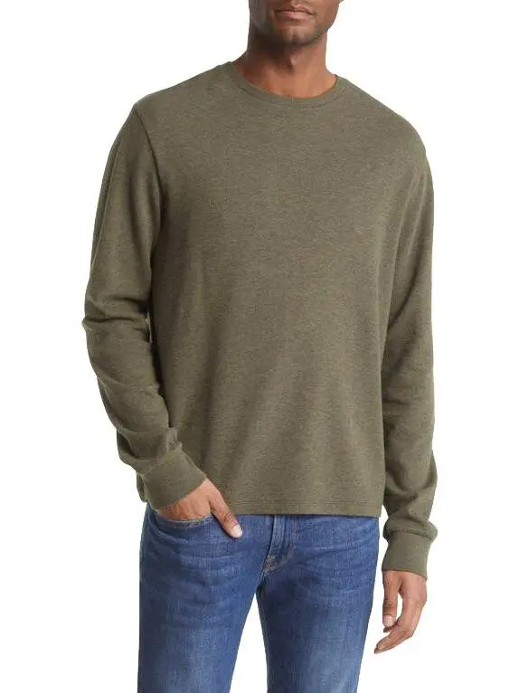 FRAME Duo Fold Long Sleeve Cotton T-shirt - Heather Olive Green