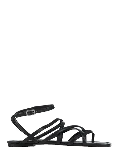 VIC MATIE Leather Thong Sandals - Black