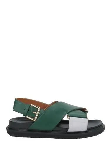Marni Leather Wedge Sandals - Green